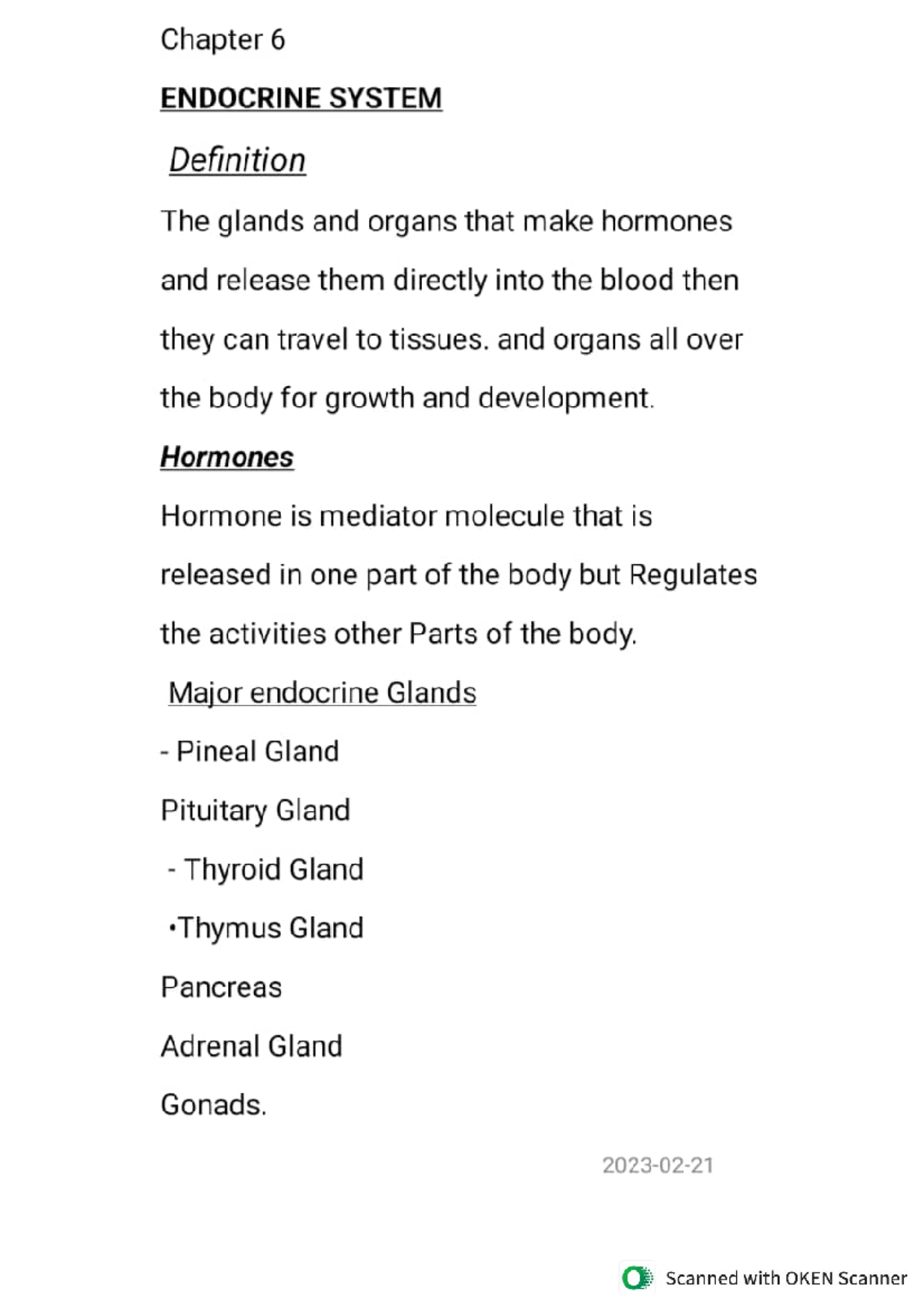 Endocrine system - Note - Auxiliary midwifery nursing - Studocu