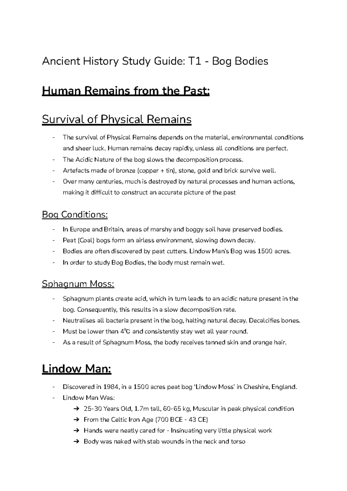 Ancient History - Bog Bodies Study Guide - Ancient History Study Guide ...