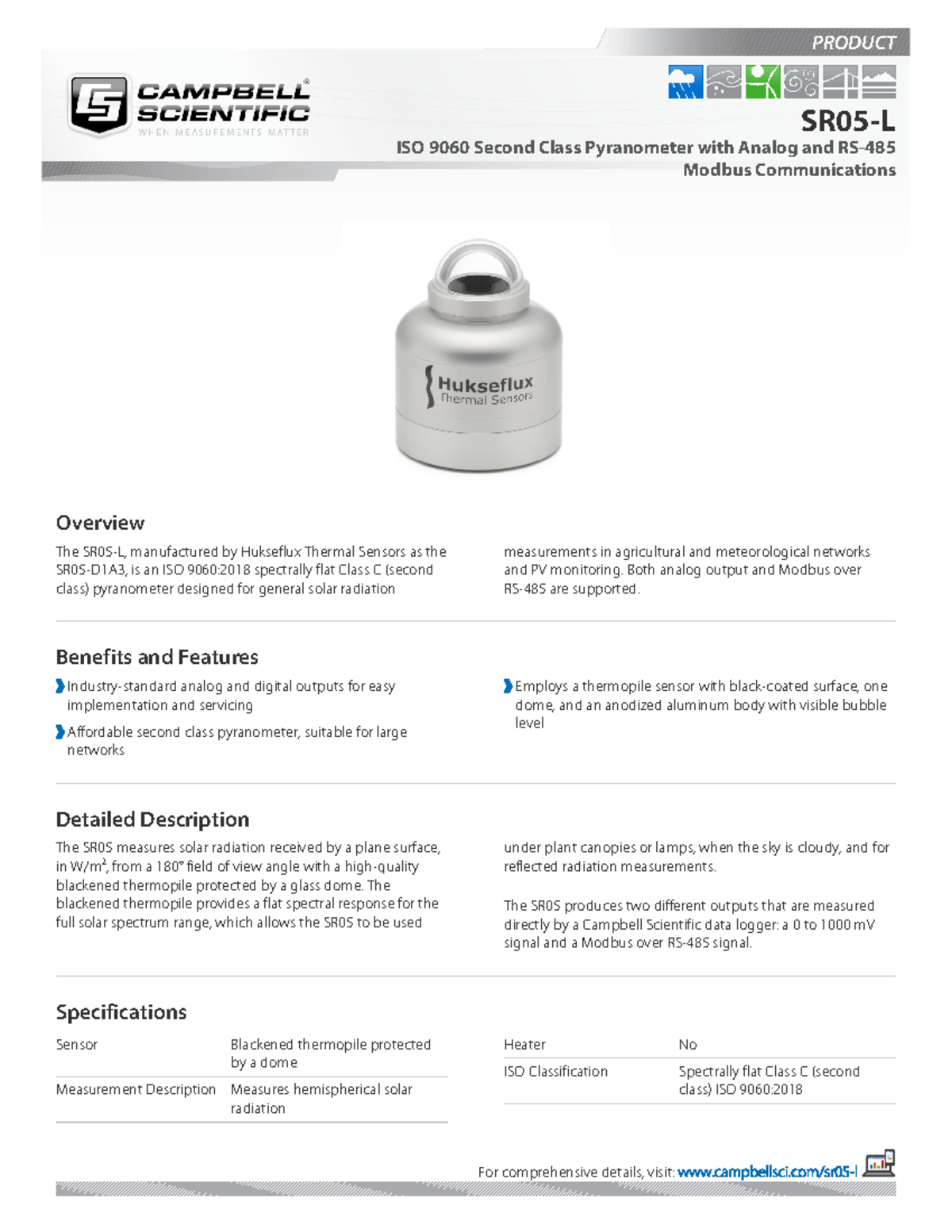 B sr05-l - 4g5g45tg - PRODUCT For comprehensive details, visit: campbellsci/sr 05 - l Overview ...