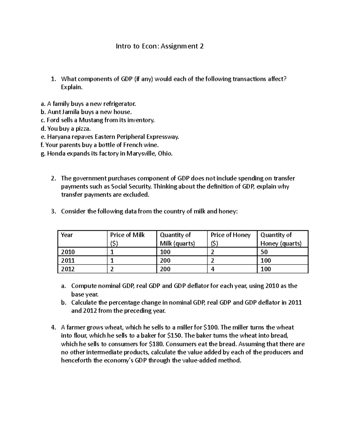 Intro to Econ - Assignment 2 - Intro to Econ: Assignment 2 What ...
