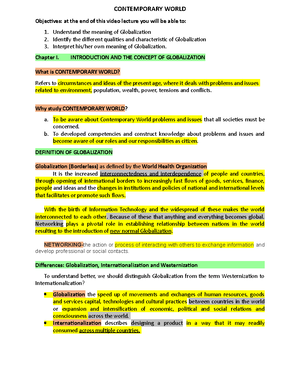 Module 6 - The Contemporary World - MODULE 6: A WORLD OF IDEAS We all ...