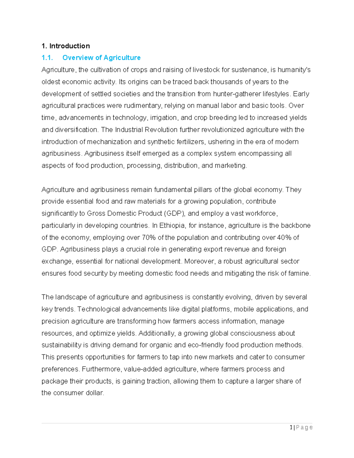 Introduction to Agribusiness - Chapter One - 1. Introduction 1 ...