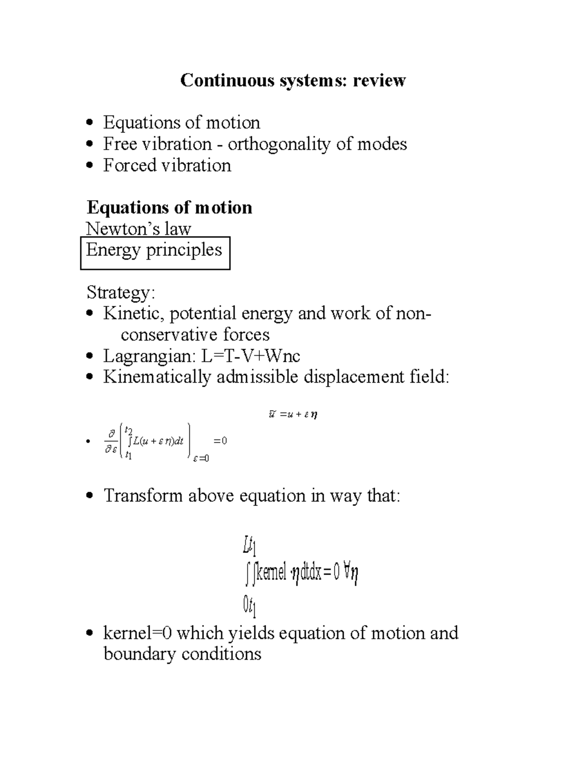8Review-continuous-systems - Continuous systems: review Equations of ...