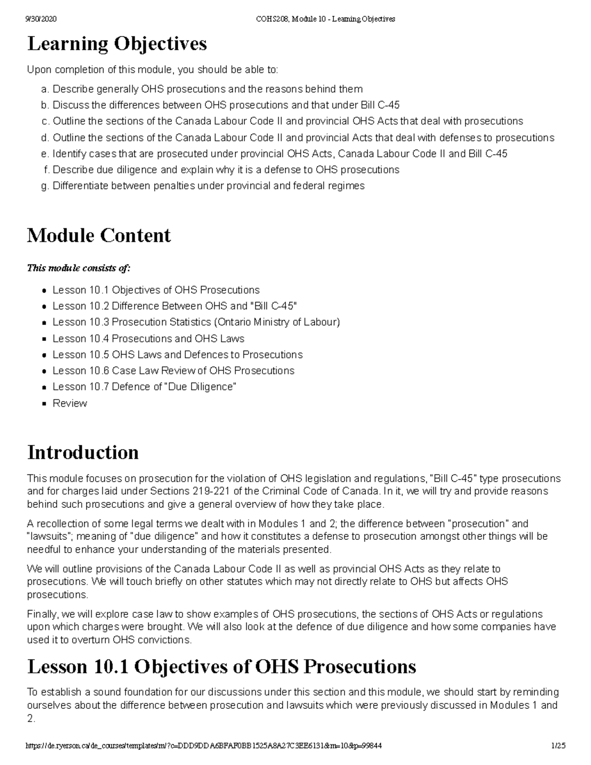 COHS208, Module 10 - Learning Objectives - Learning Objectives Upon ...
