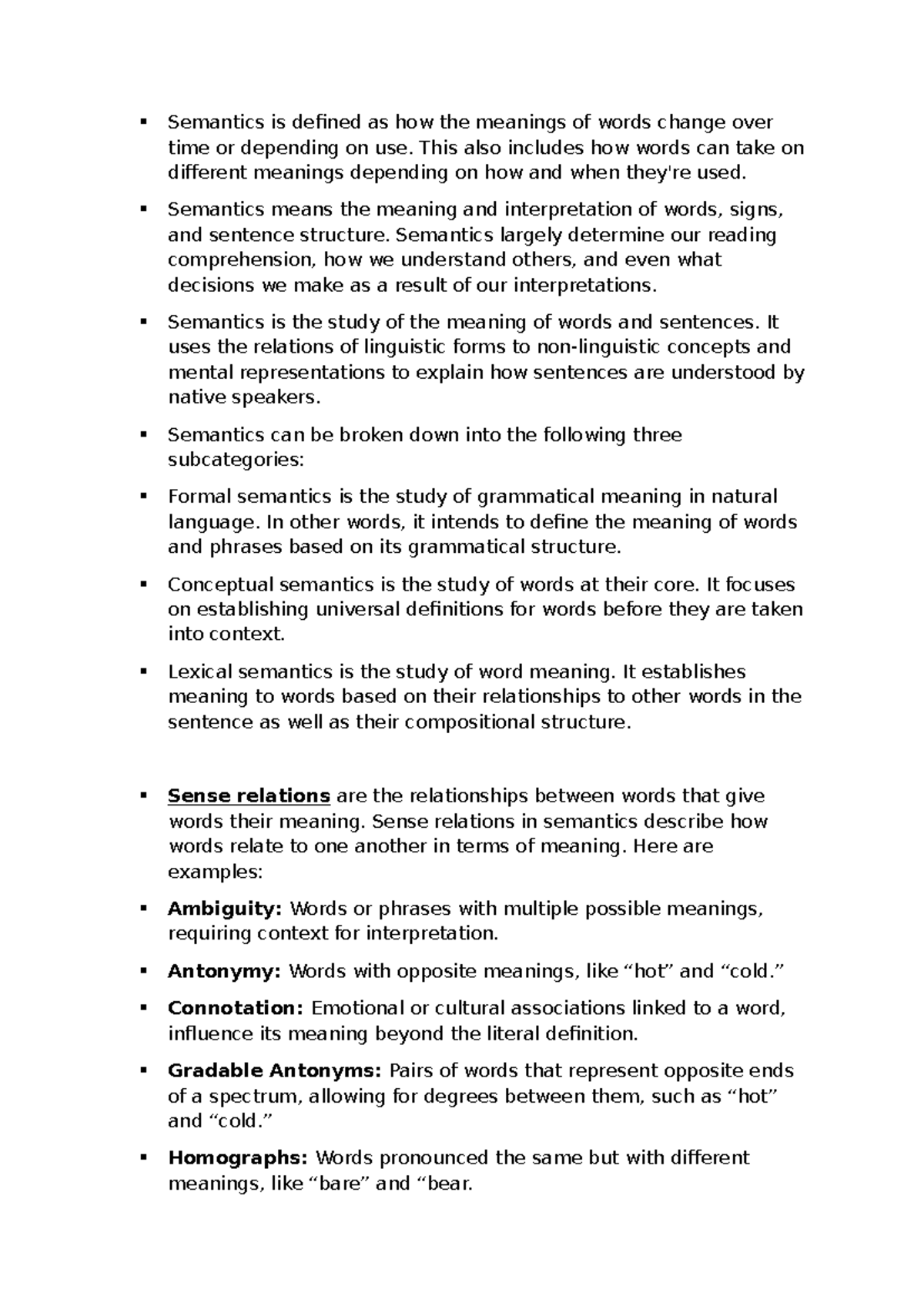 Semantics - English - § Semantics is defined as how the meanings of ...