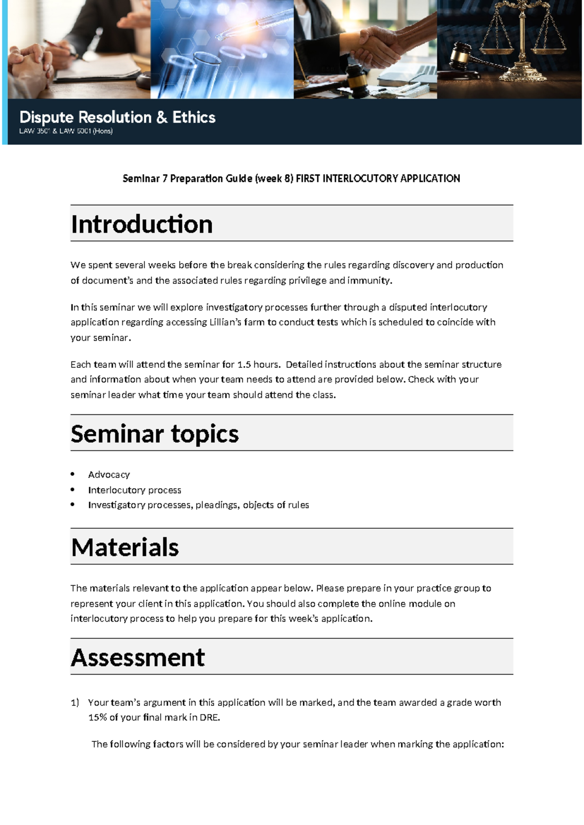 DRE 2024 Seminar 7 Preparation Guide - Interlocutory application 1-2-1 ...