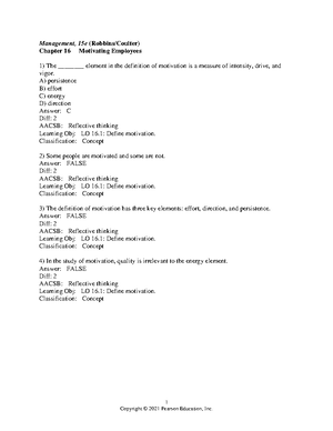 Management Chapter 2 Question Bank - 1 Management, 15e (Robbins/Coulter ...
