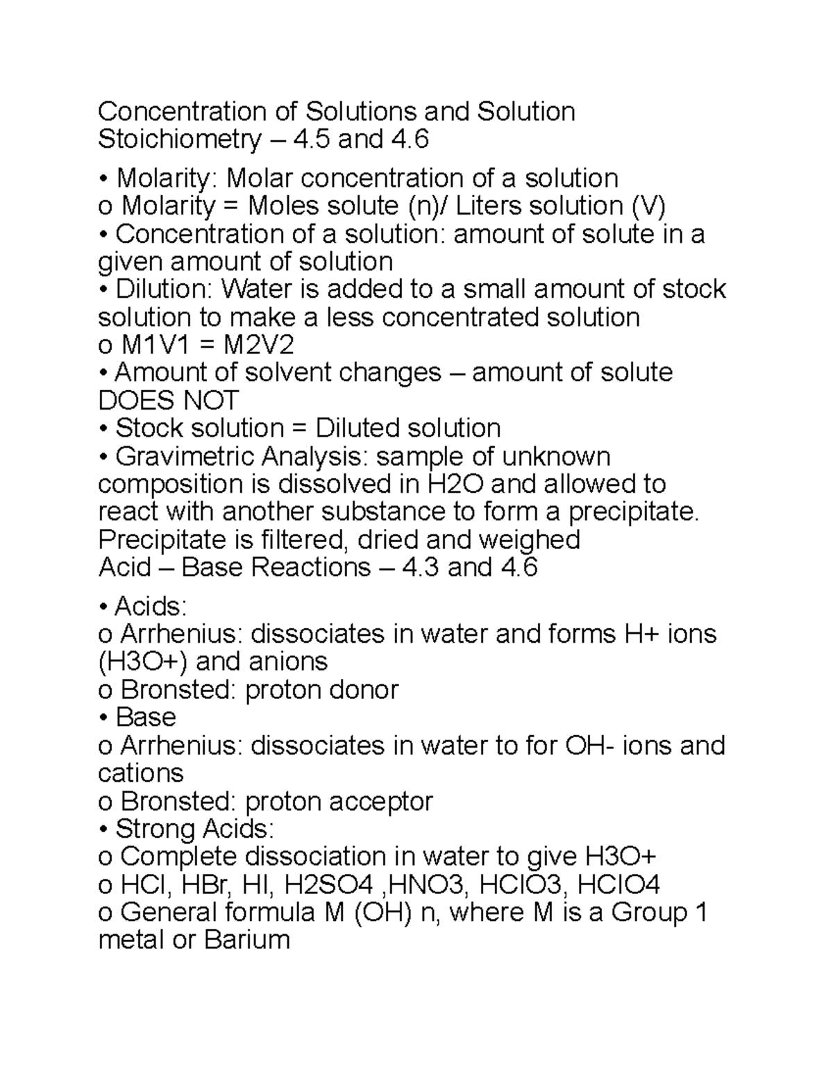 Concentration of Solutions and Solution Stoichiometry – 4 - Molarity ...