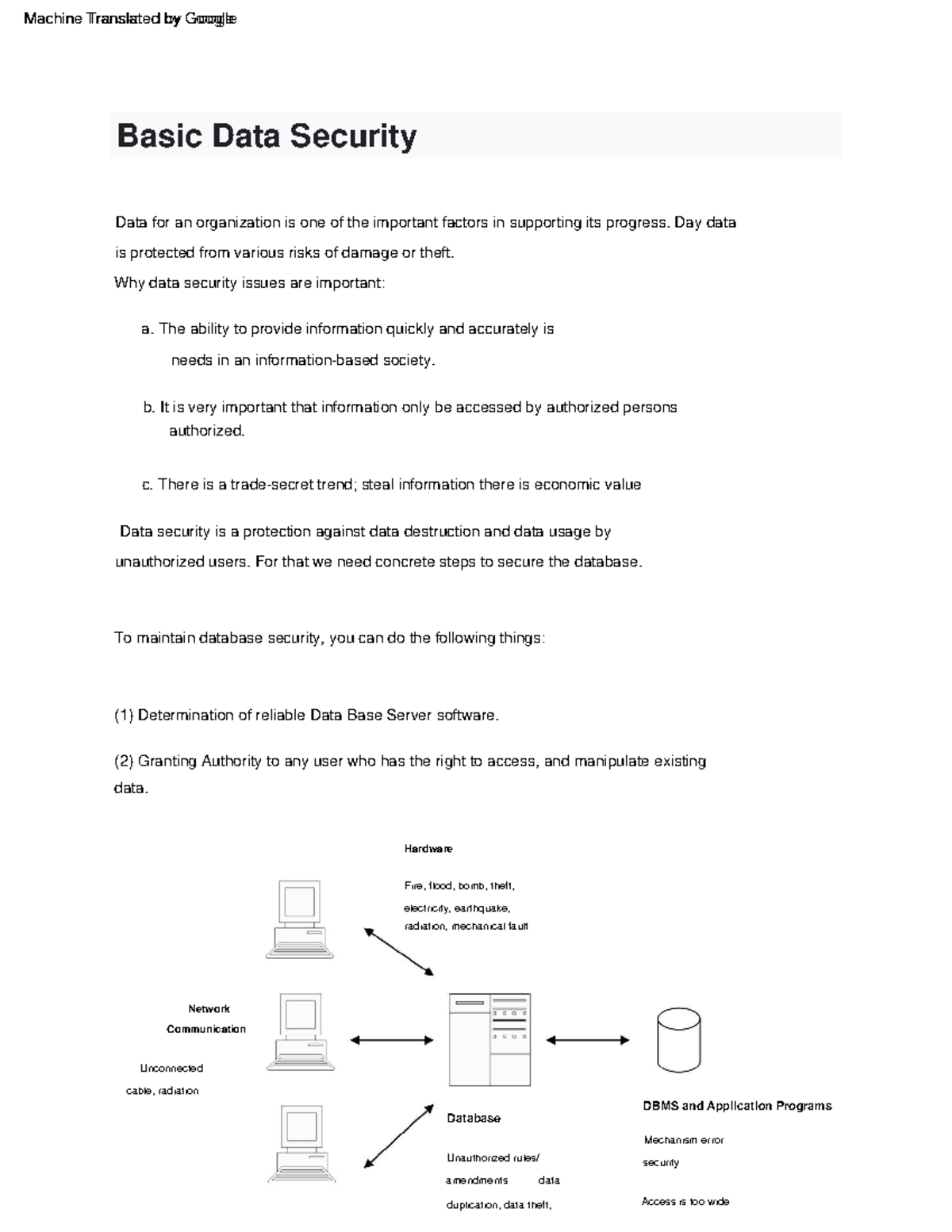 Basic Data Security - Basic Data Security Communication cable ...