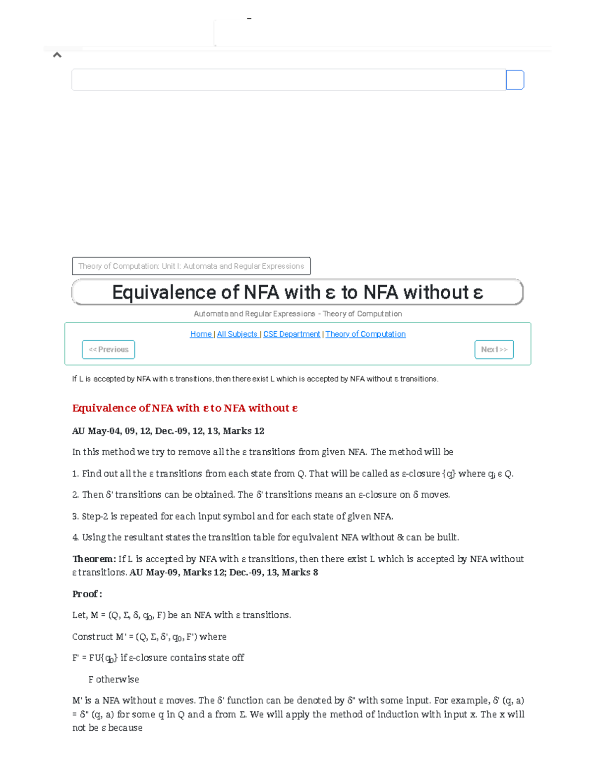 Equivalence of NFA with ε to NFA without ε - Automata and Regular ...