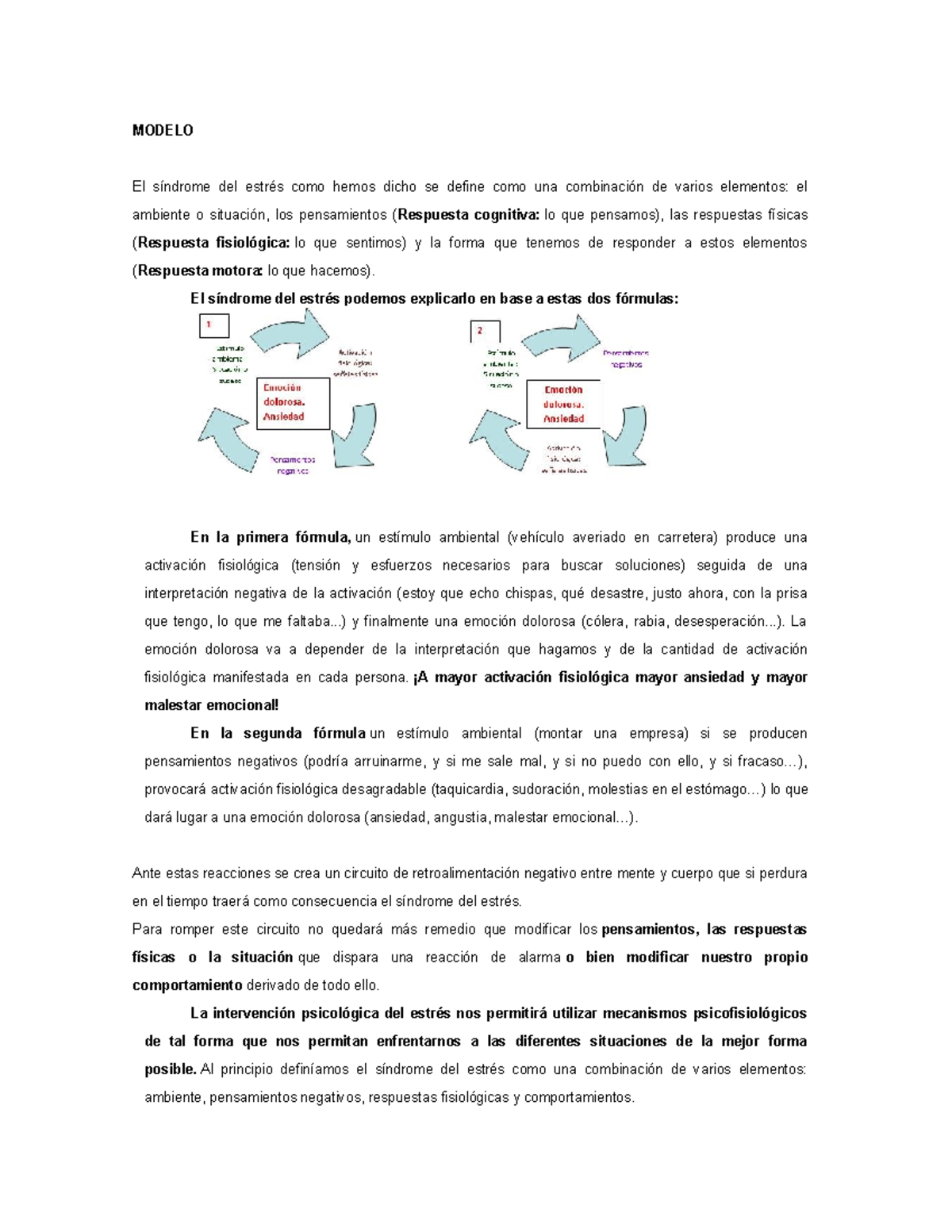 Estres - Estrés, niveles y herramientas - MODELO El síndrome del estrés ...