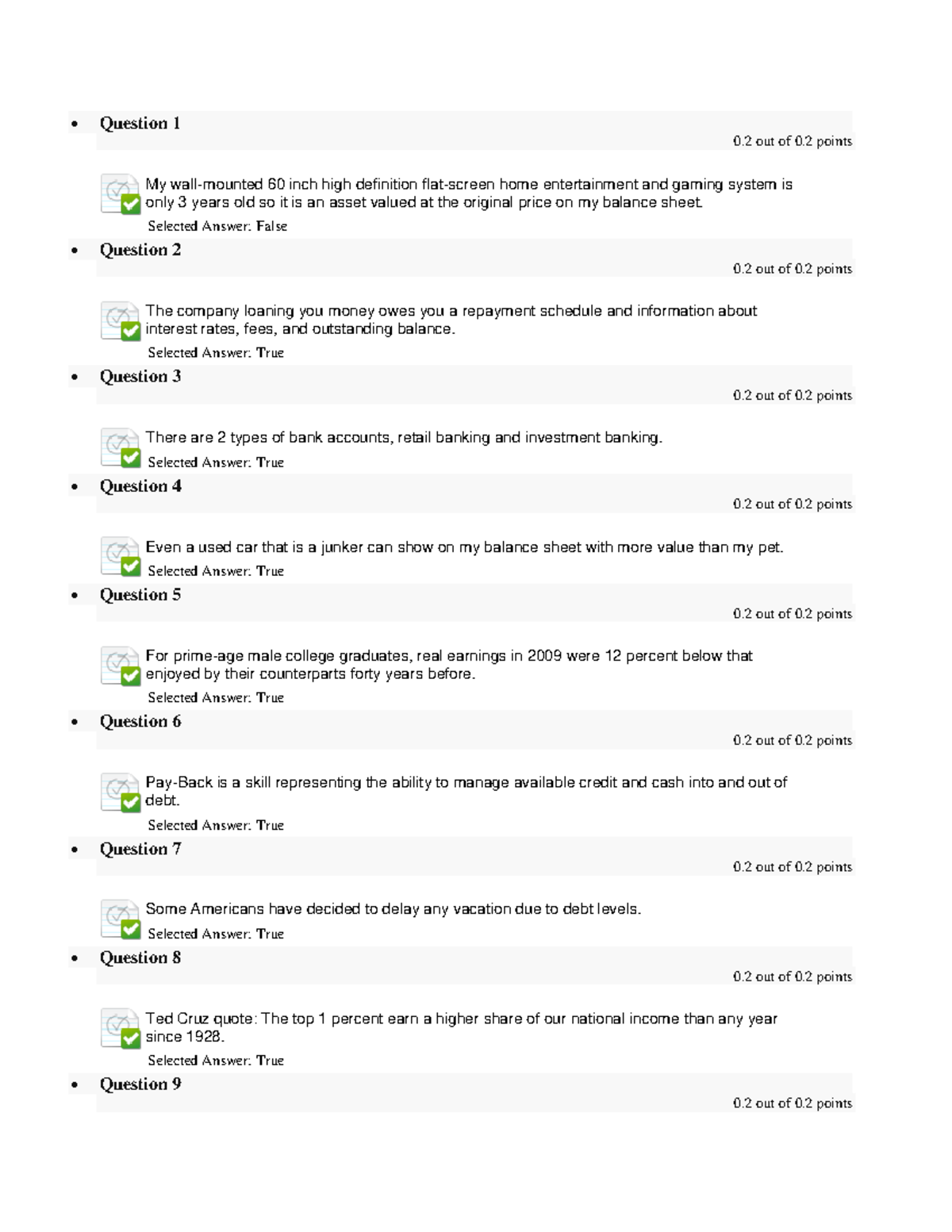 Personal money management test 2-10 - Question 1 0 out of 0 points My ...