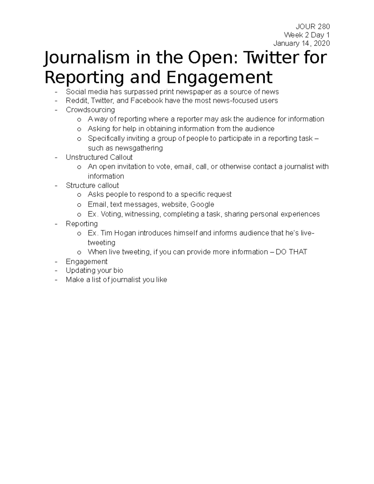 Journalism in the Open: Twitter for Reporting and Engagement - Voting ...