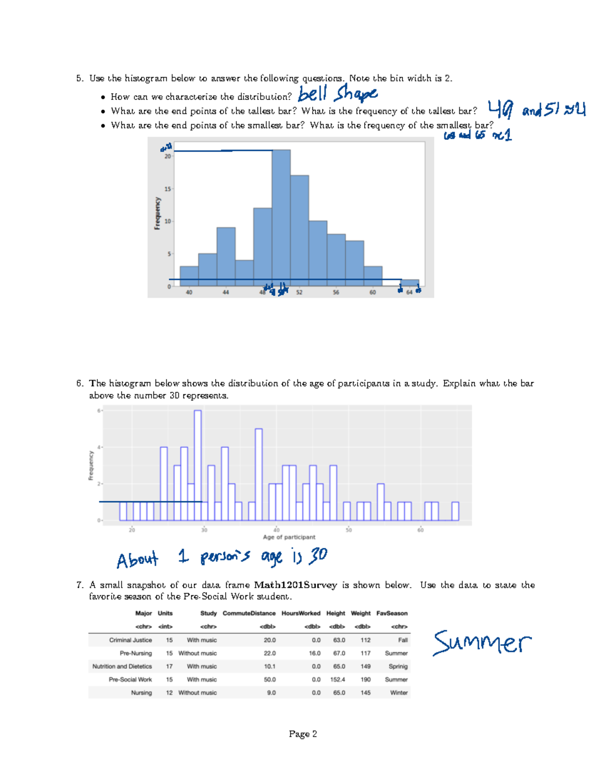 F2022-Math-1201Midterm Review - 5. Use the histogram below to answer ...