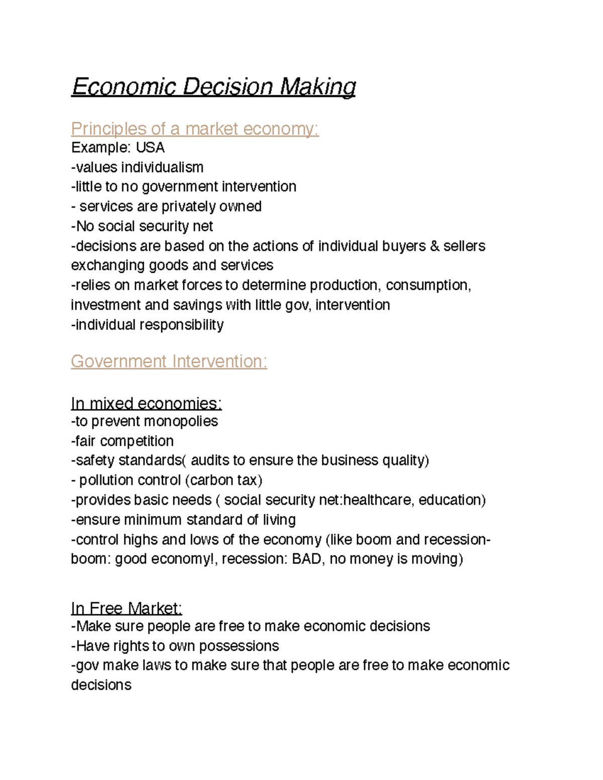 Social - Economic Decision Making Principles of a market economy ...