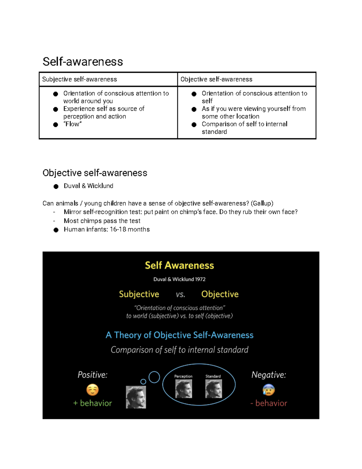 Self awareness in social psychology - Self-awareness Subjective self ...