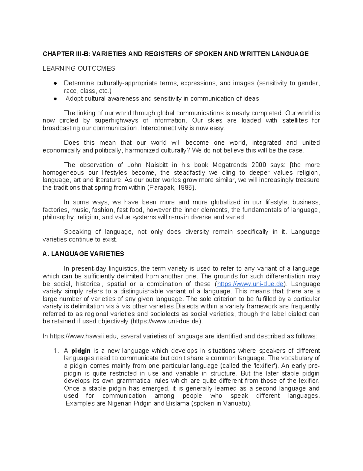 Chapter IIIB & IV - CHAPTER III-B: VARIETIES AND REGISTERS OF SPOKEN ...