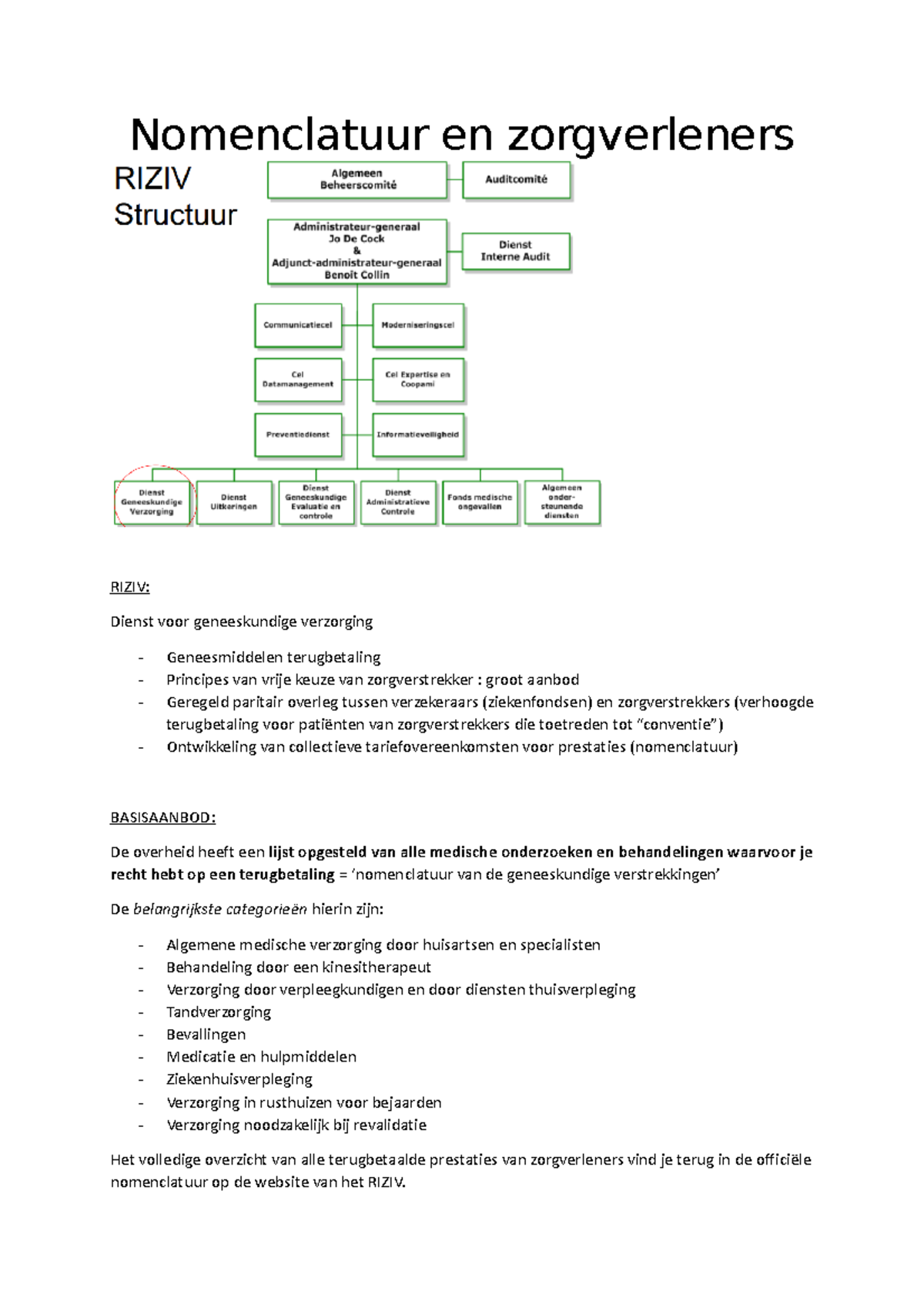 1.2 - Nomenclatuur en zorgverleners - Nomenclatuur en zorgverleners ...