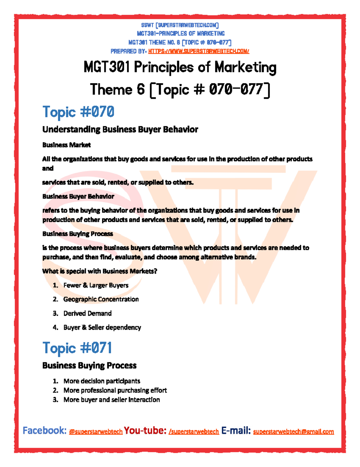MGT301 theme 6 - Principles of Marketing - Studocu
