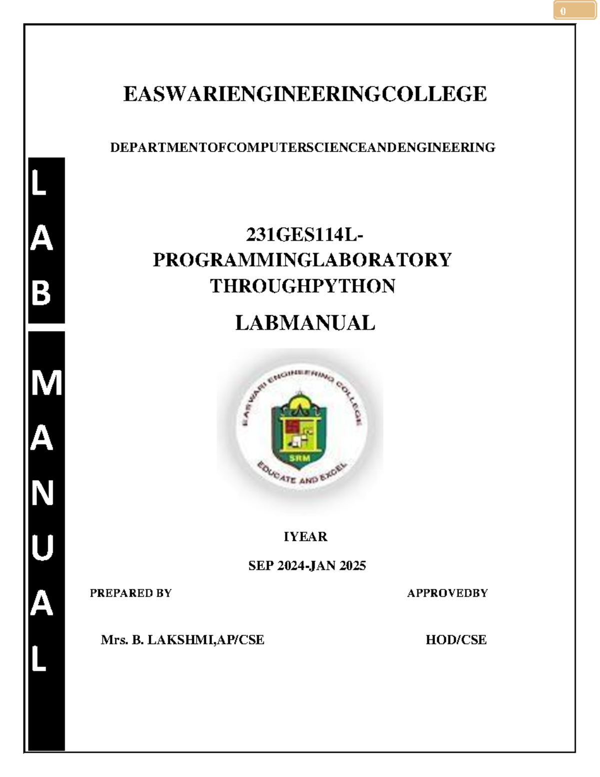 Lab Manual Python - thank - EASWARIENGINEERINGCOLLEGE ...