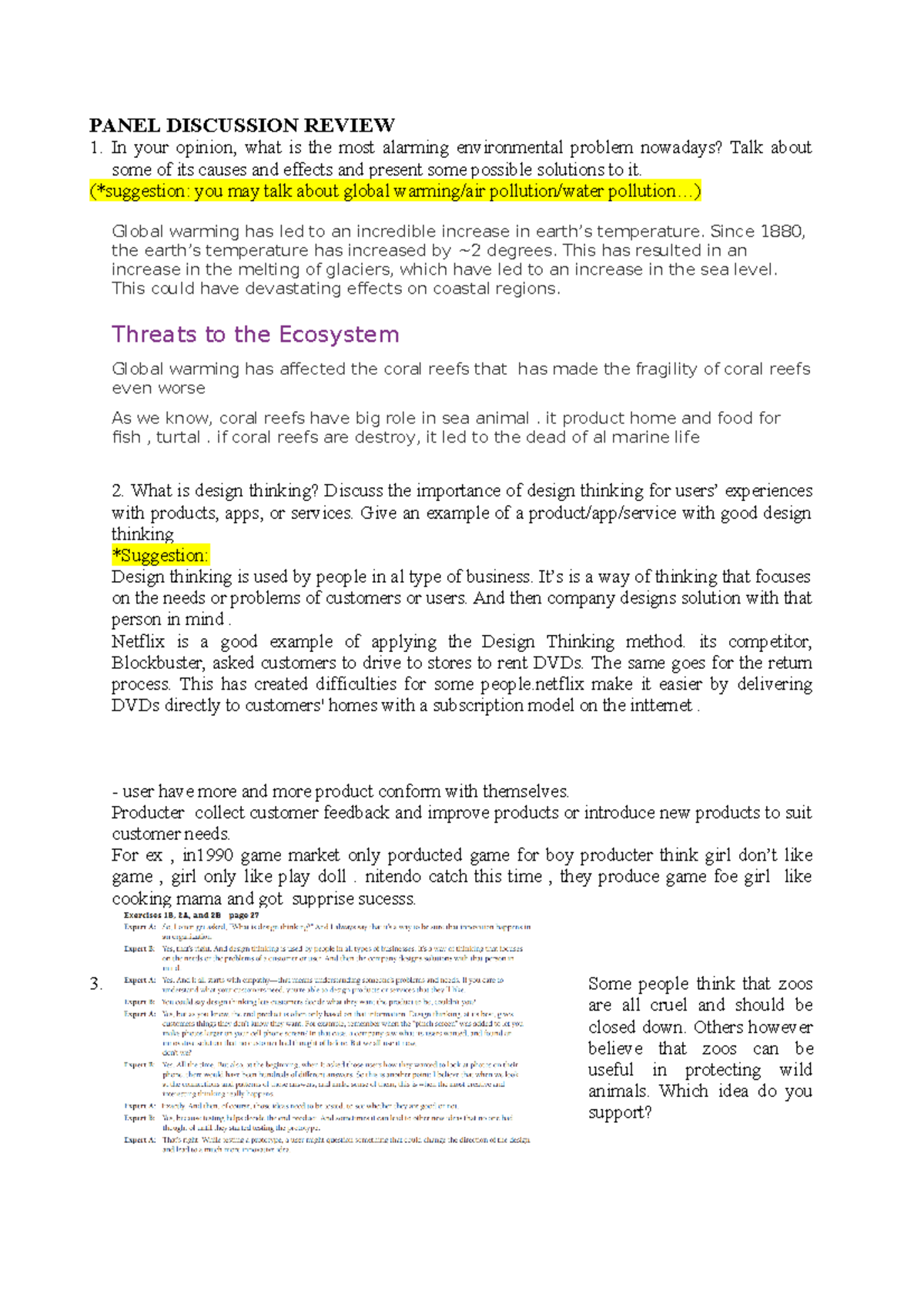 Panel Discussion Review - PANEL DISCUSSION REVIEW In your opinion, what ...