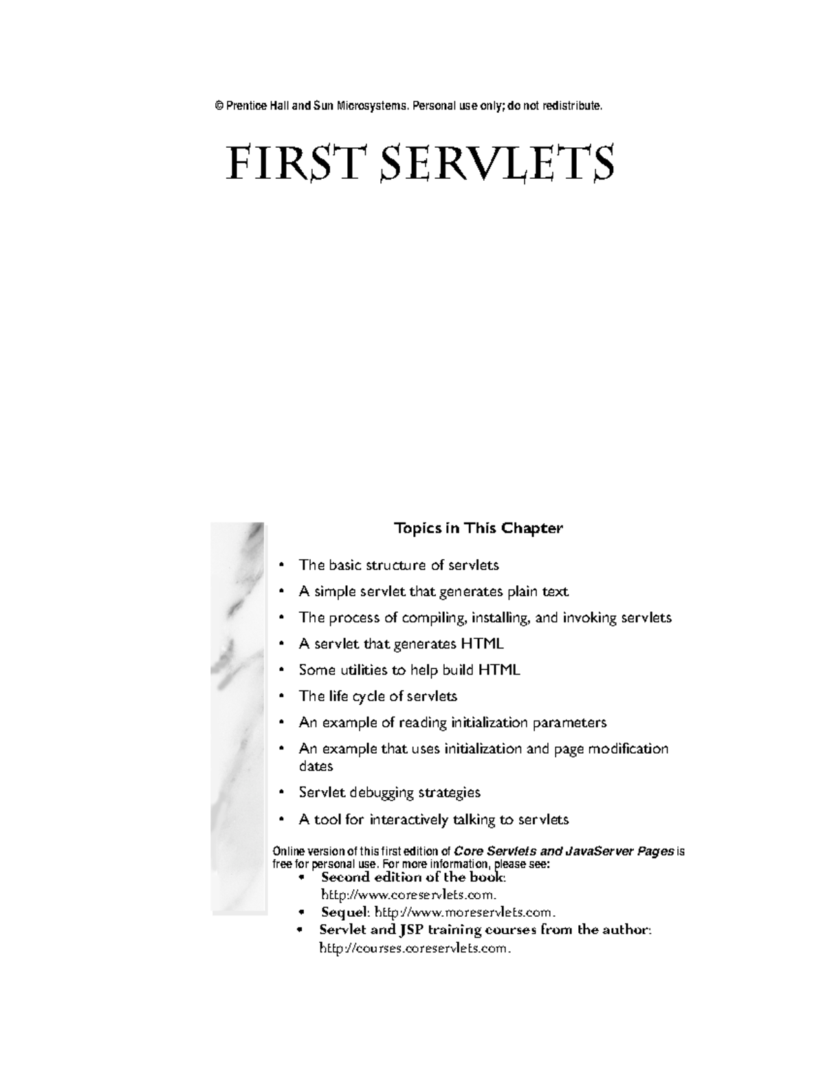 Java Servlet Pages Chapter 2 Chapter Online Version Of This First Edition Of Core Servlets And