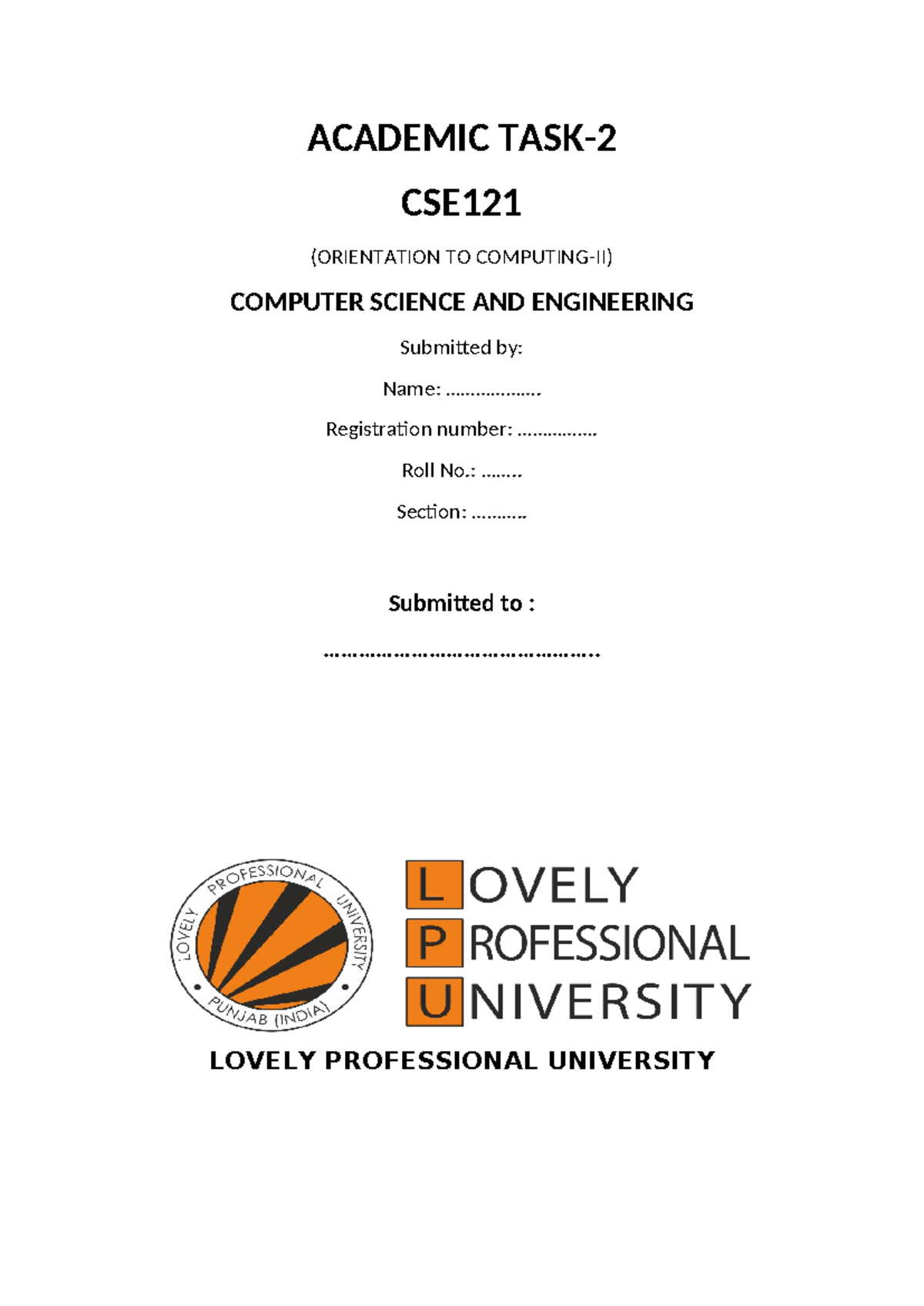 CA 2 template 08 02 2024 10 33 32 869735742 - ACADEMIC TASK- CSE (ORIENTATION TO COMPUTING-II ...