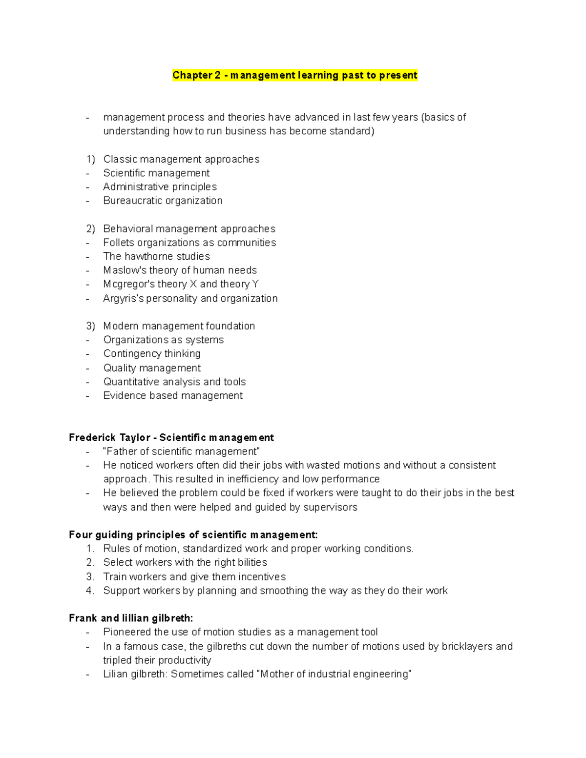 GMS 200 Chapter 2 - management learning past to present - Chapter 2 ...