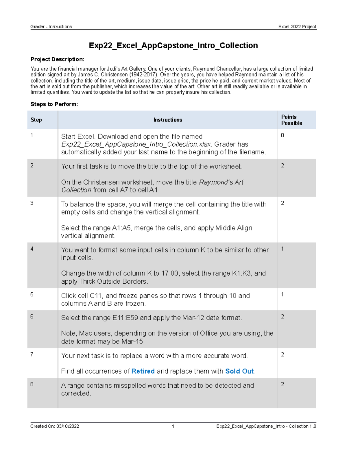 Exp22 Excel App Capstone Intro Collection Instructions - Exp22_Excel_AppCapstone_Intro ...