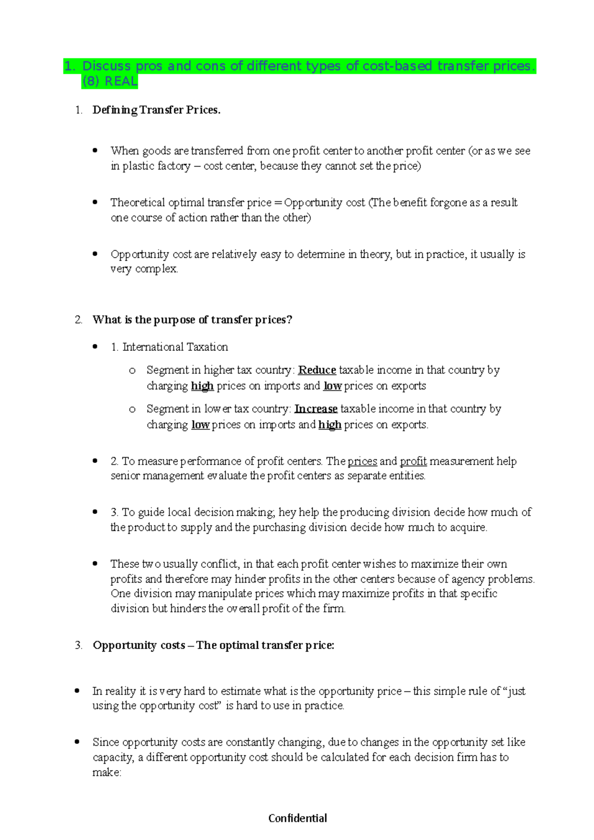 Exam Questions - Final - 1. Discuss pros and cons of different types of ...