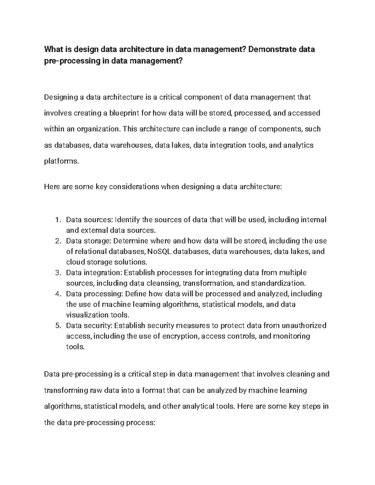 What is design data architecture in data management Demonstrate data ...