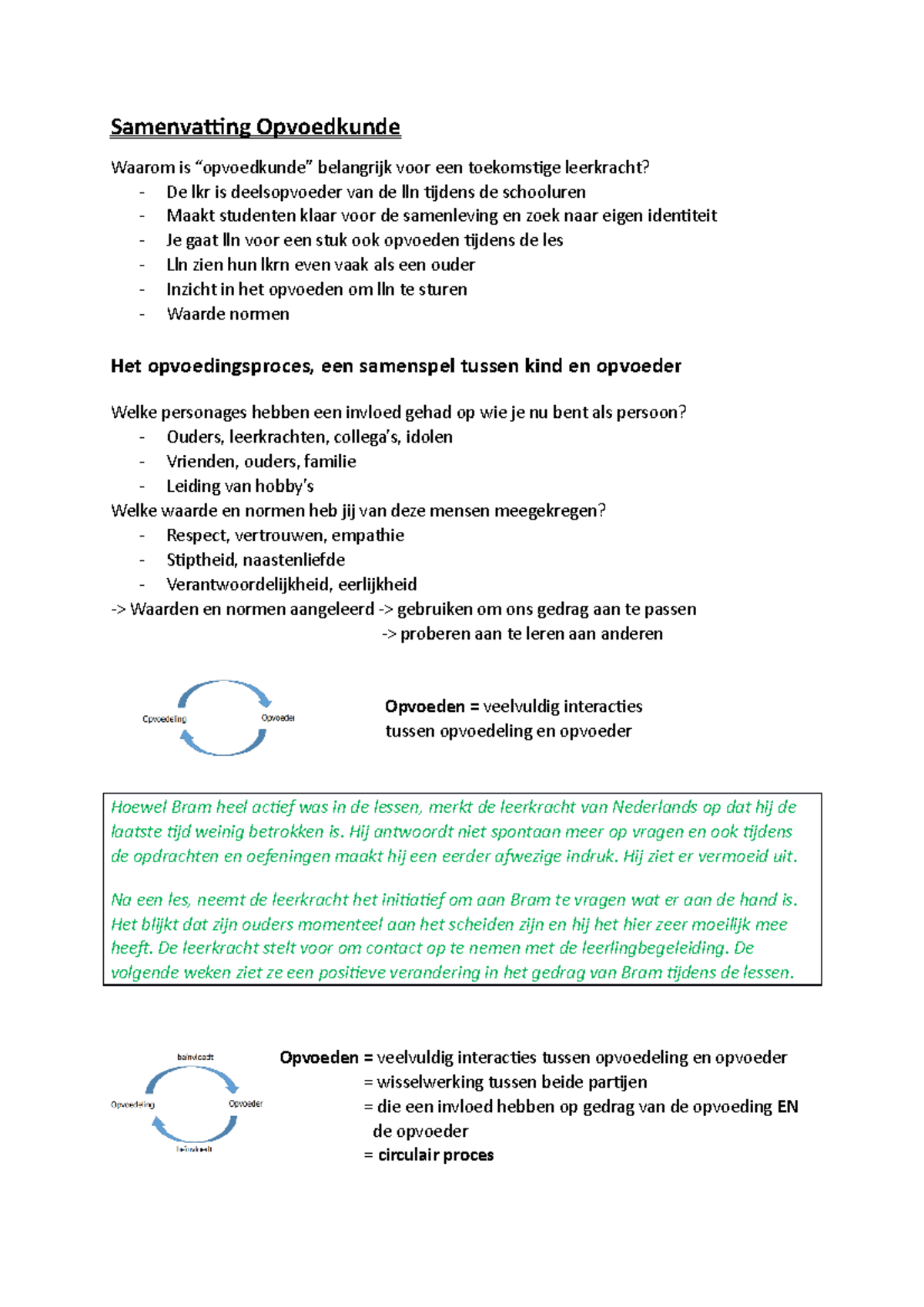 Samenvatting Opvoedkunde - Samenvatting Opvoedkunde Waarom is ...
