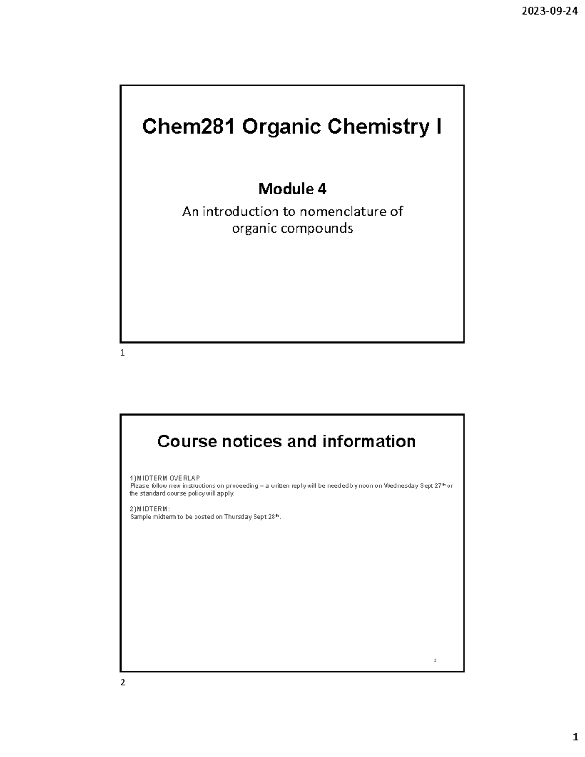 O chem - sdfa - Chem281 Organic Chemistry I Module 4 An introduction to nomenclature of organic ...