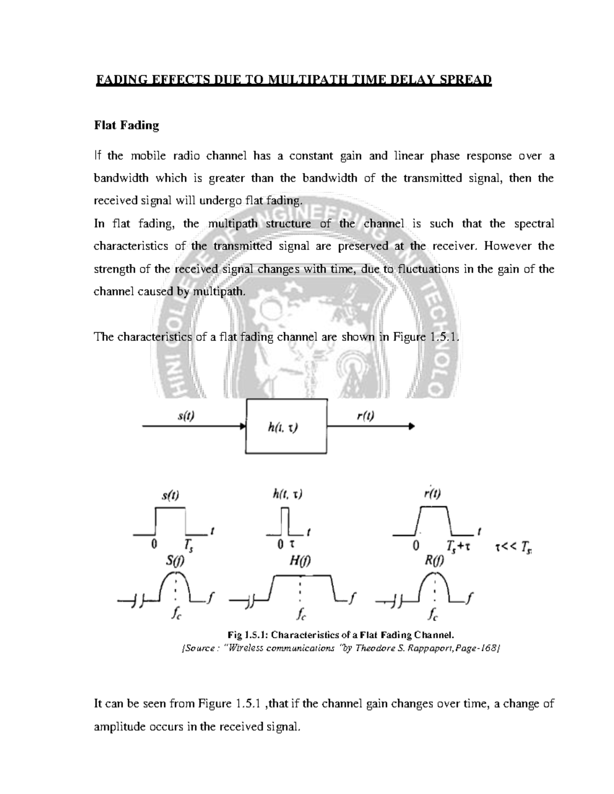 Small scale fading - My own notes - FADING EFFECTS DUE TO MULTIPATH ...