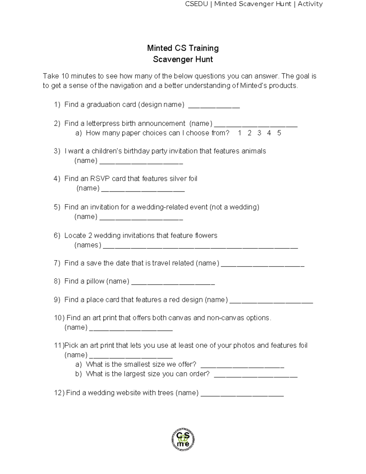 Minted Scavenger Hunt - espero encuentres todo - CSEDU | Minted ...