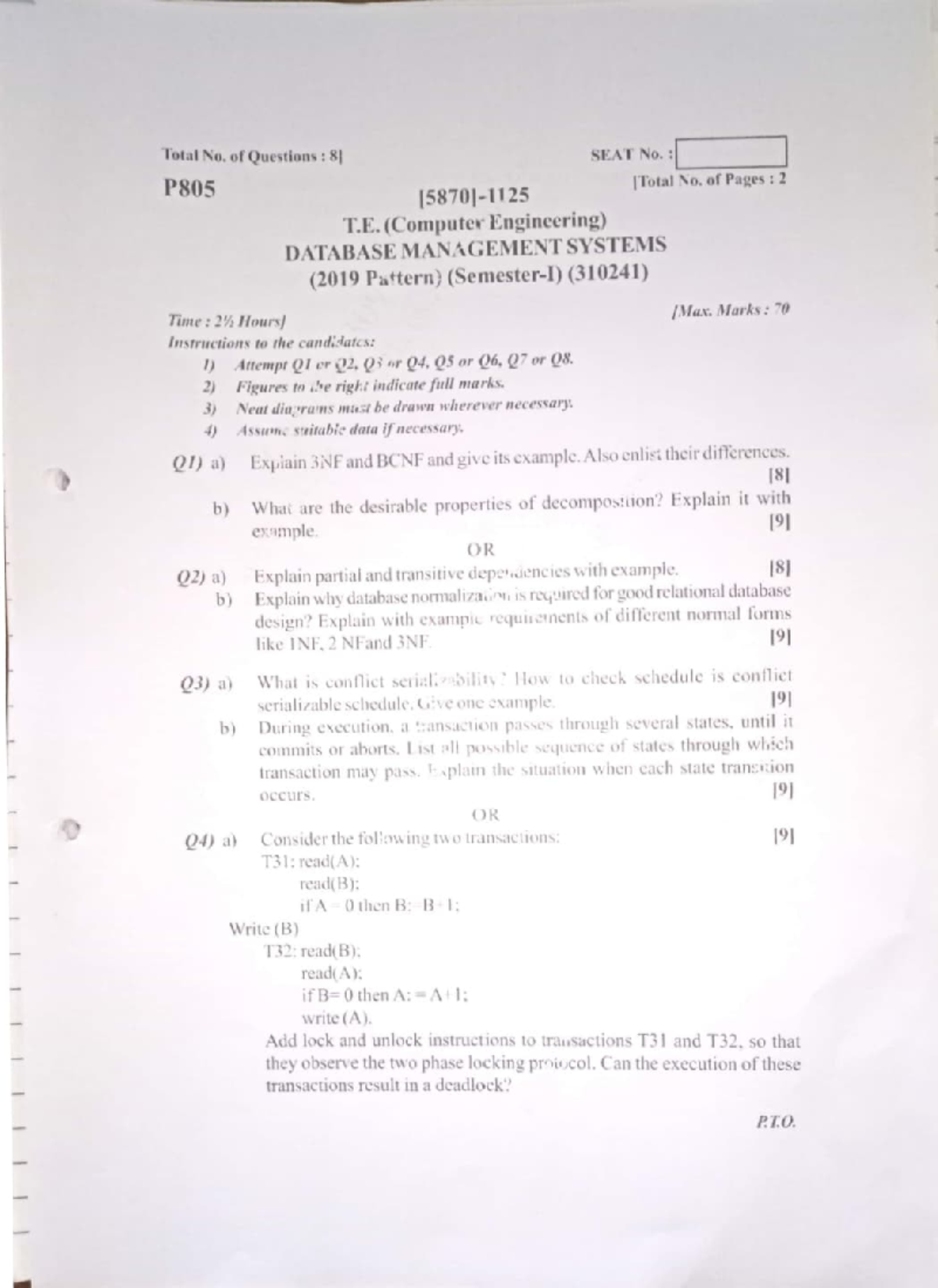 DBMS Solved Question Paper - Computer Engineering - Studocu