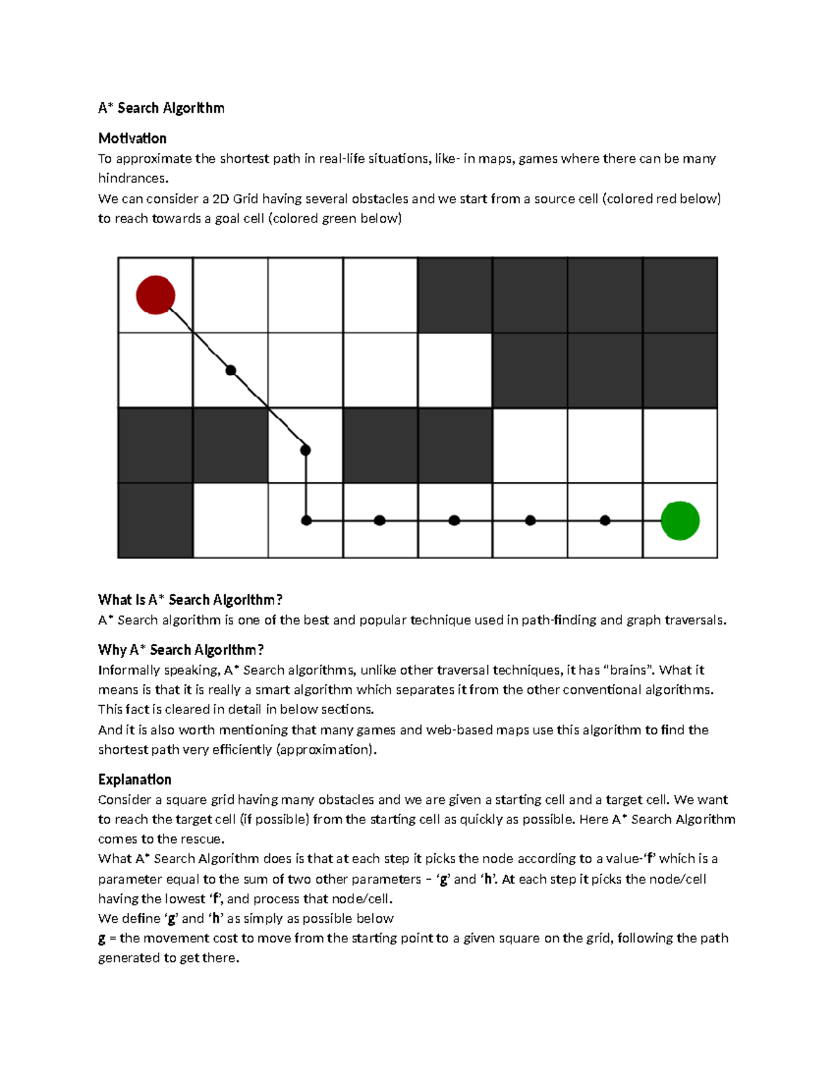 Assignment 2 A Algorithm - A* Search Algorithm Motivation To ...