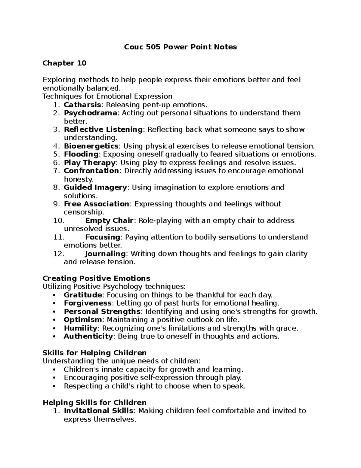 Couc 505 Power Point Notes 10 - Couc 505 Power Point Notes Chapter 10 ...