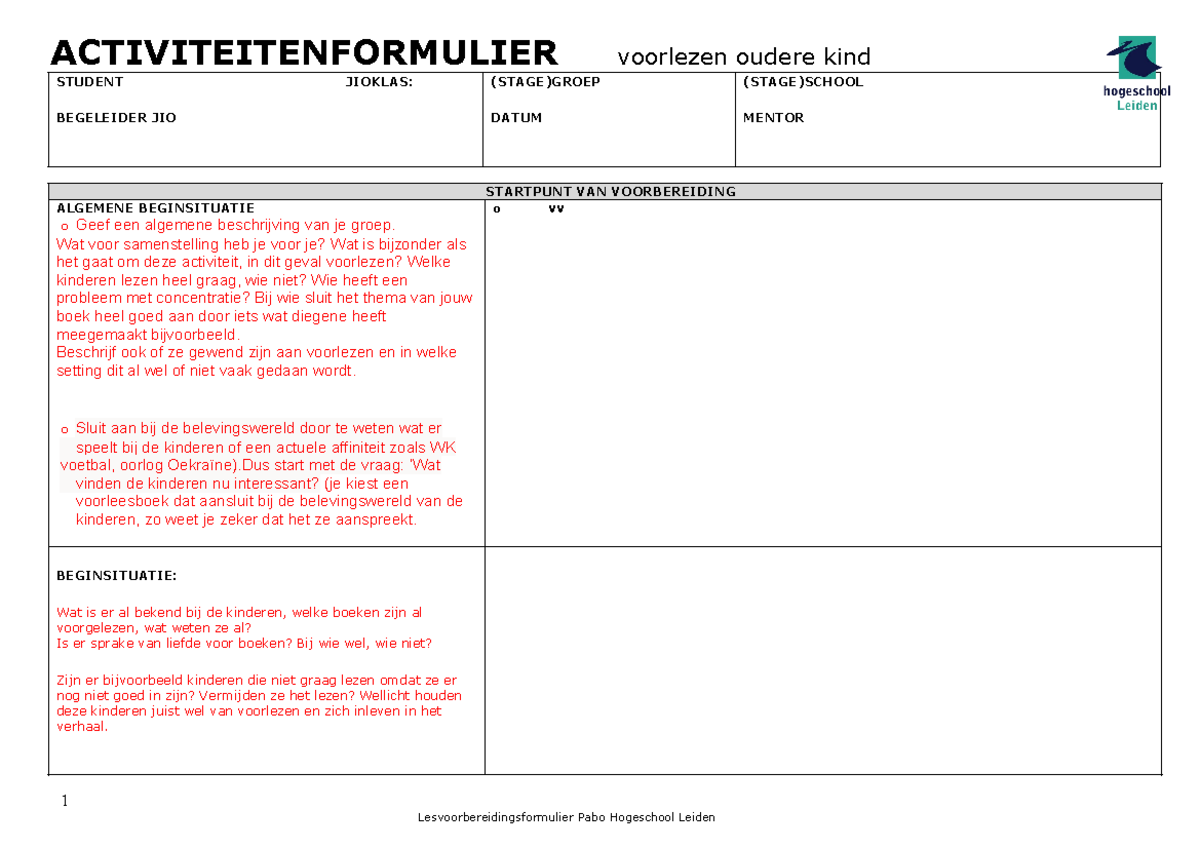 Activiteitenformulier-OK-voorlezen 3 - ACTIVITEITENFORMULIER voorlezen ...