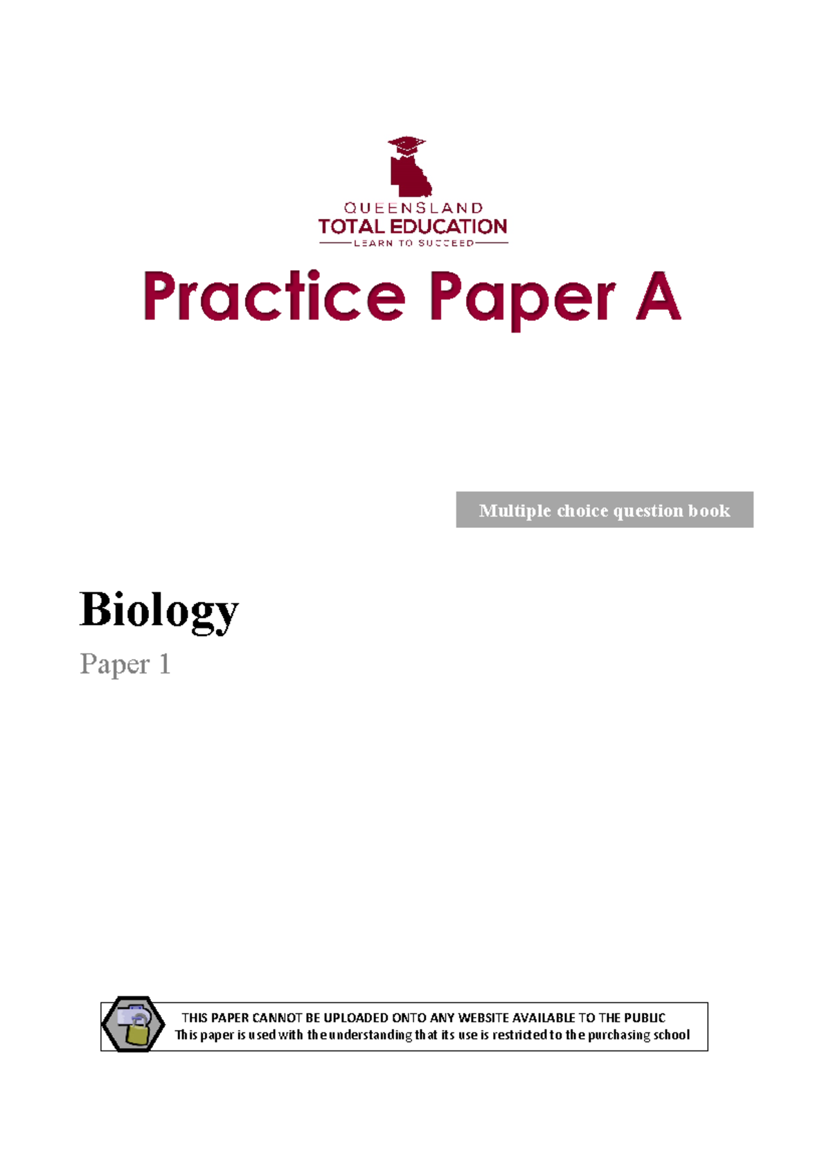Total QLD Education - Biology Practice Papers - Practice Paper A ...