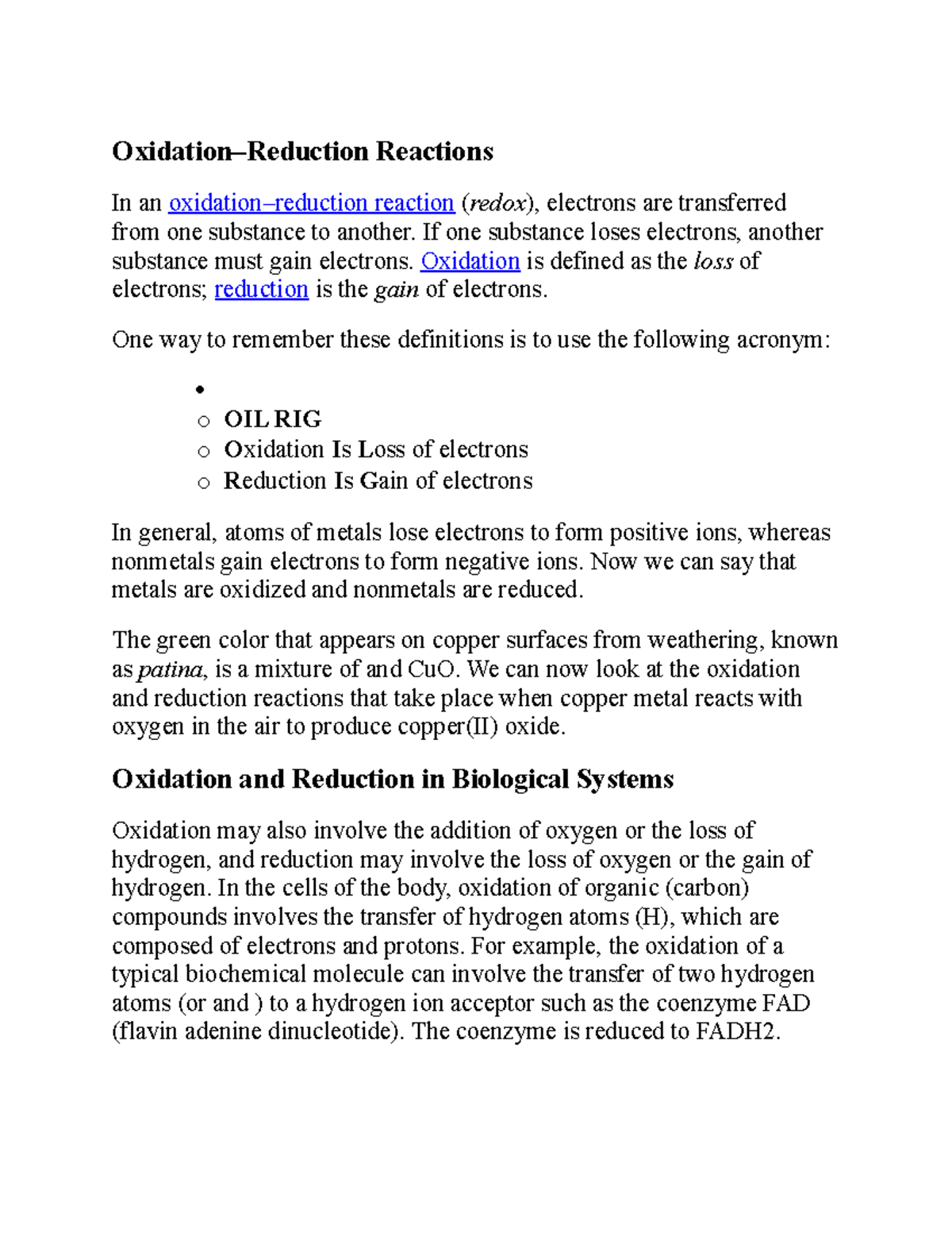 Oxidation And Reduction Introduction To Redox Reactions