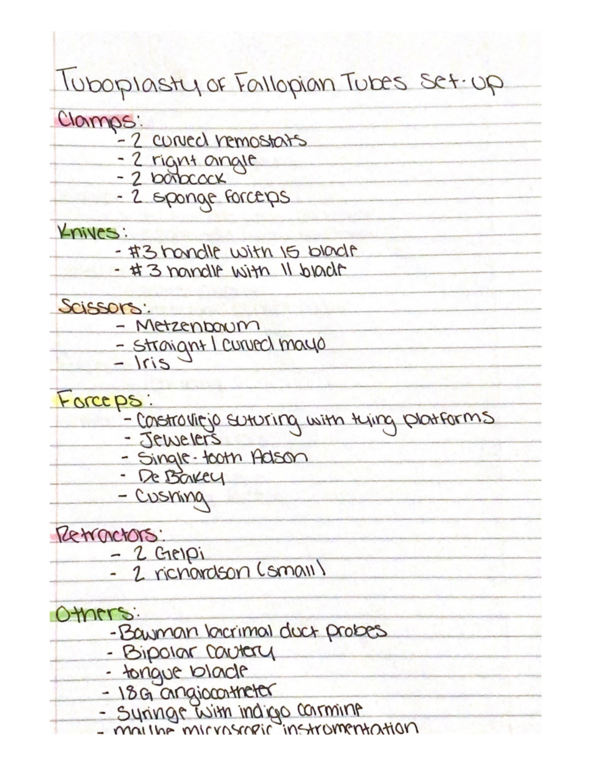 Tuboplasty of fallopian tubes set up - SURG 211 - Studocu