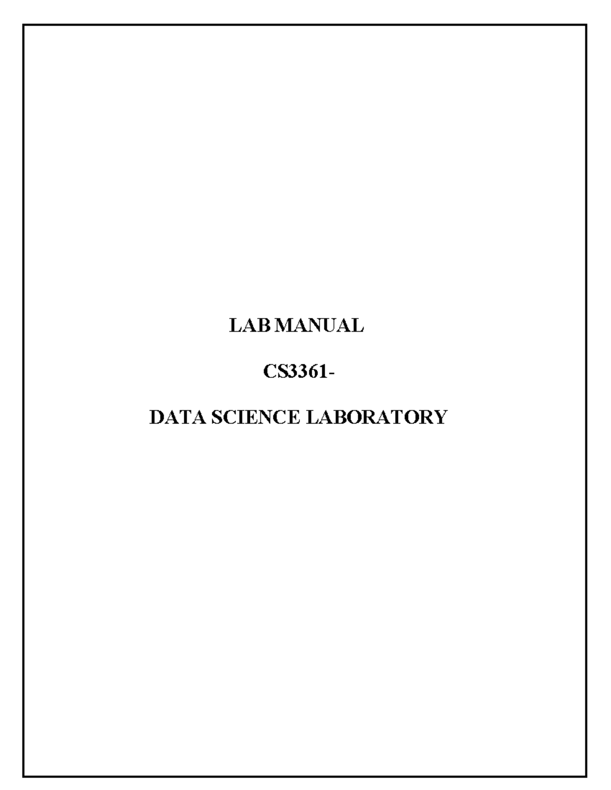 Data Science Lab Manual Lab Manual Cs3361 Data Science Laboratory List Of Experiments S Name
