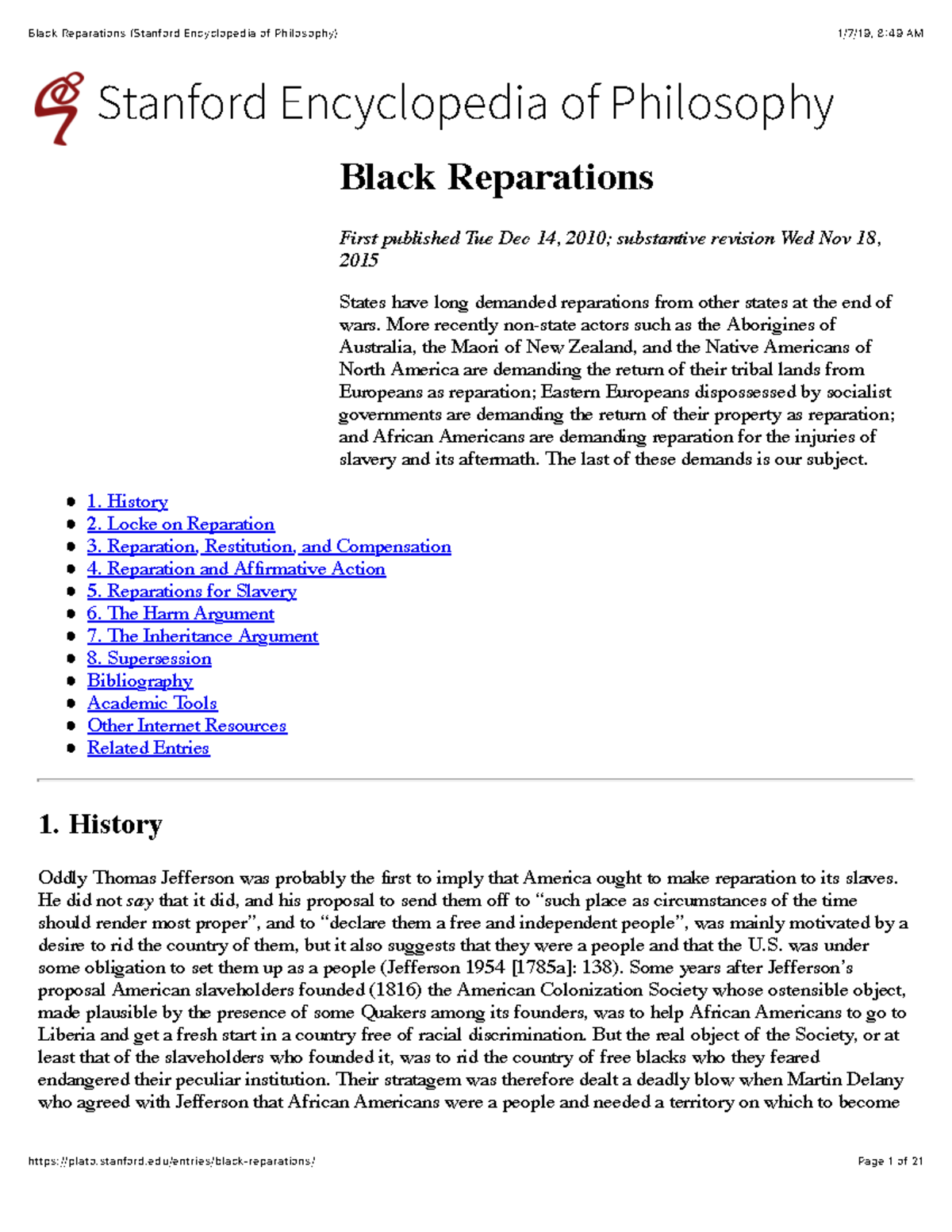 Boxill Black Reparations (Stanford Encyclopedia) - Stanford ...