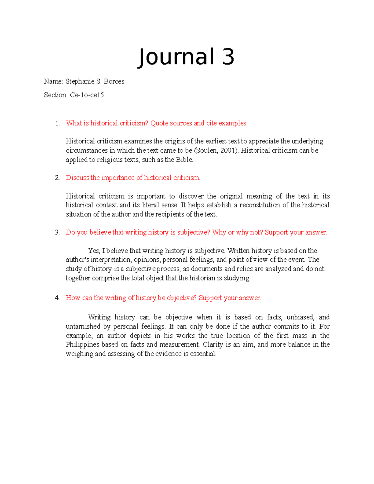 Journal 3 - RPH - Journal 3 Name: Stephanie S. Borces Section: Ce-1o-ce ...