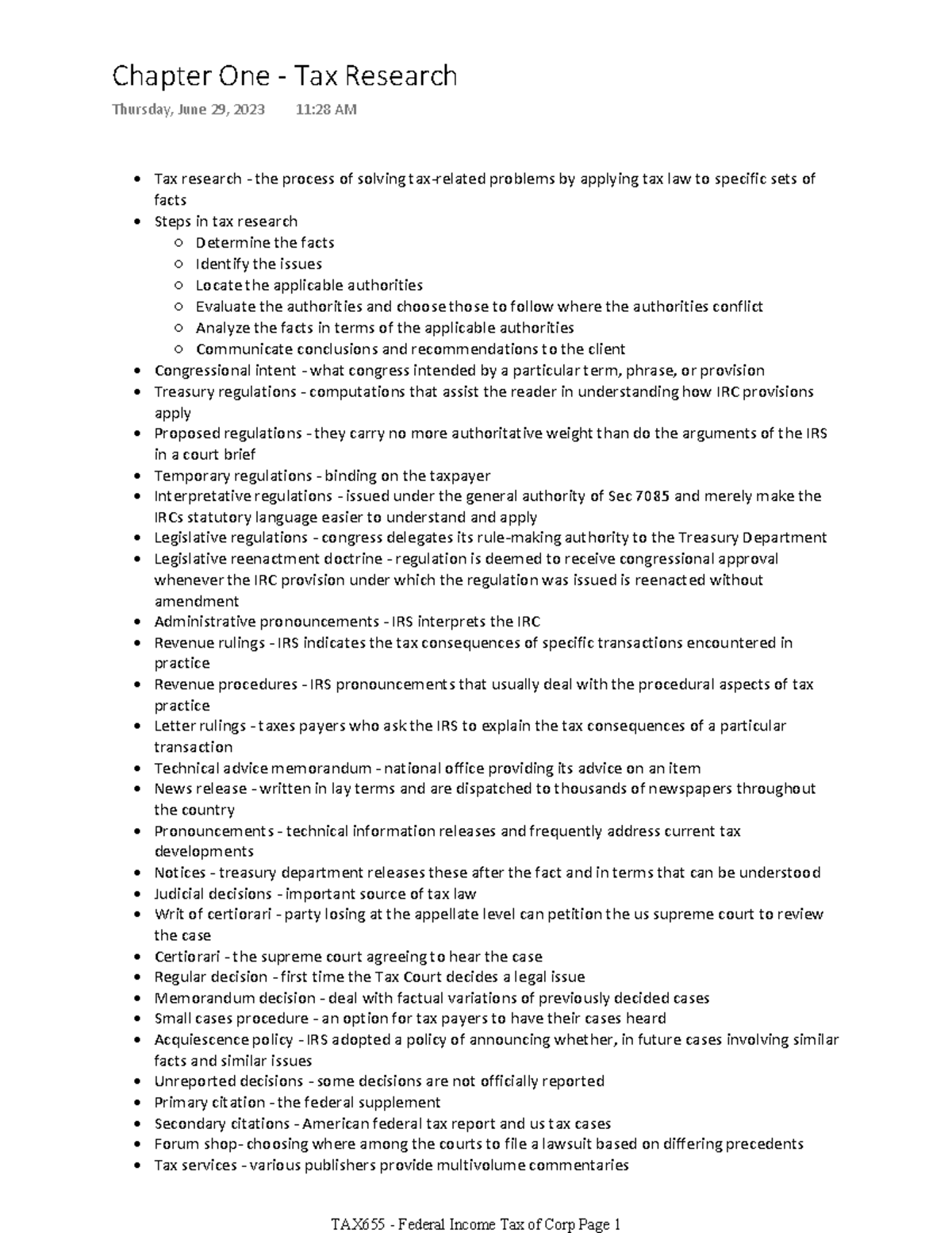 TAX655 - Chapter One - TAX655 - SNHU - Studocu