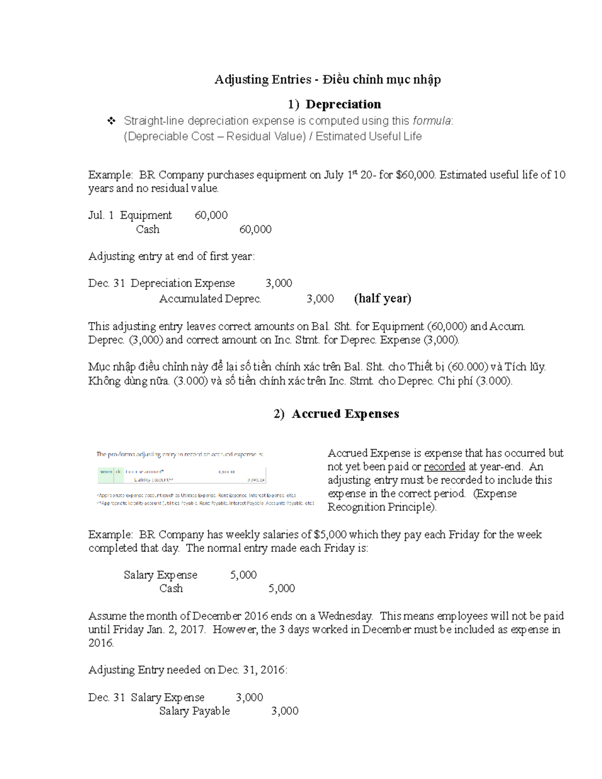 5 Categories of Adjusting Entries Notes - Adjusting Entries - Điều ...