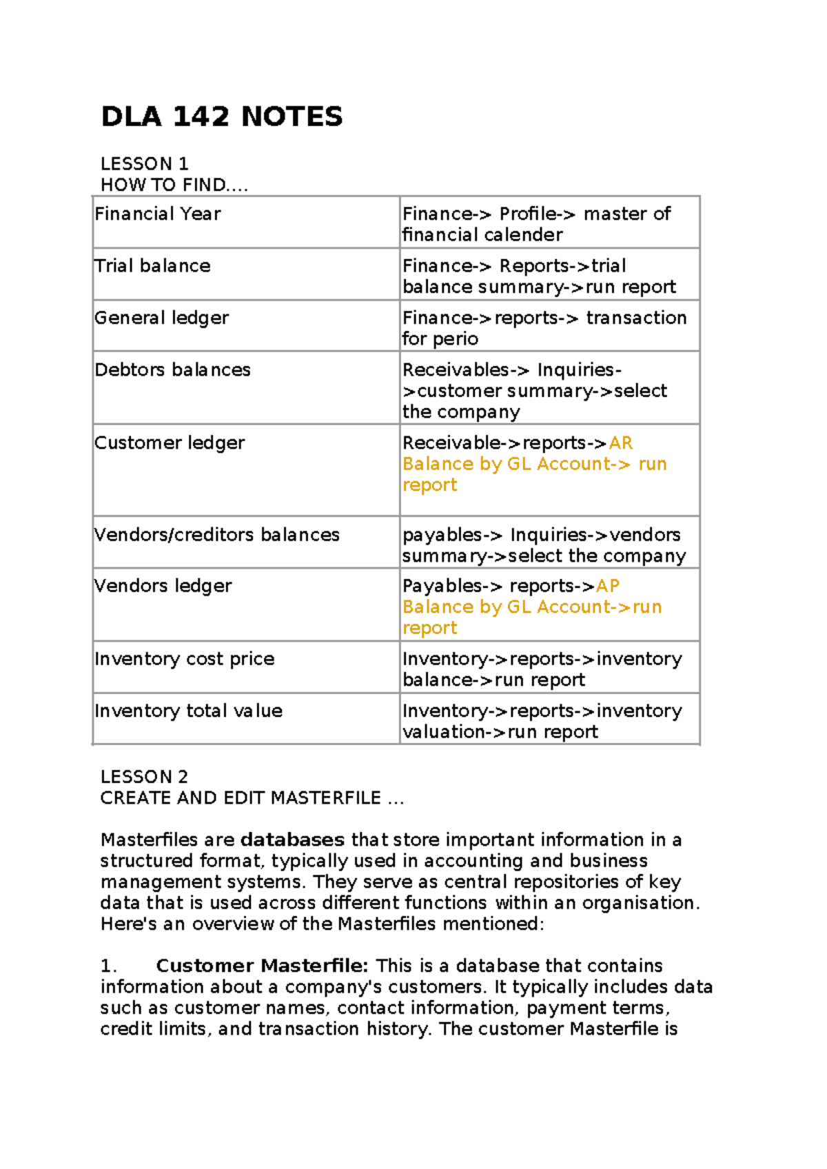 DLA 142 Notes - Steps on how to operate Acumatica - DLA 142 NOTES ...