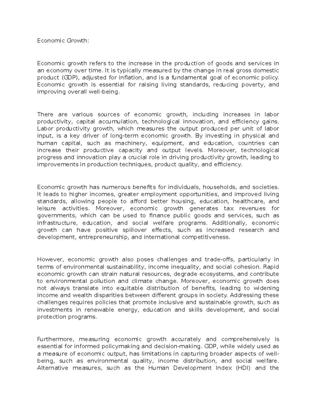 Economic Growth - Economic Growth: Economic growth refers to the ...