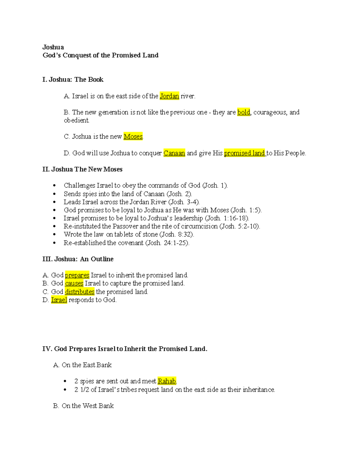 Bible notes - enjoy - Joshua God’s Conquest of the Promised Land I ...